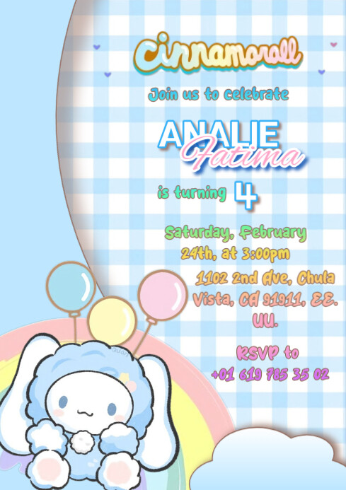 Cinnamoroll invitatiib Template | PosterMyWall