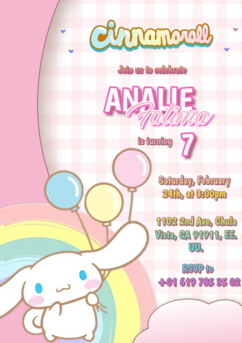 Cinnamoroll invitation Template | PosterMyWall