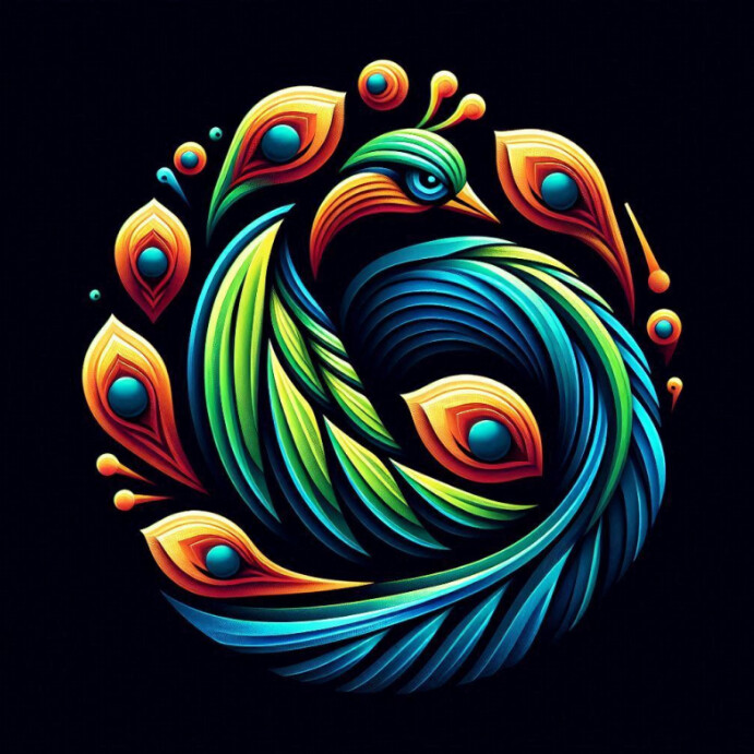 Circular peacock feather mockup design idea Template | PosterMyWall