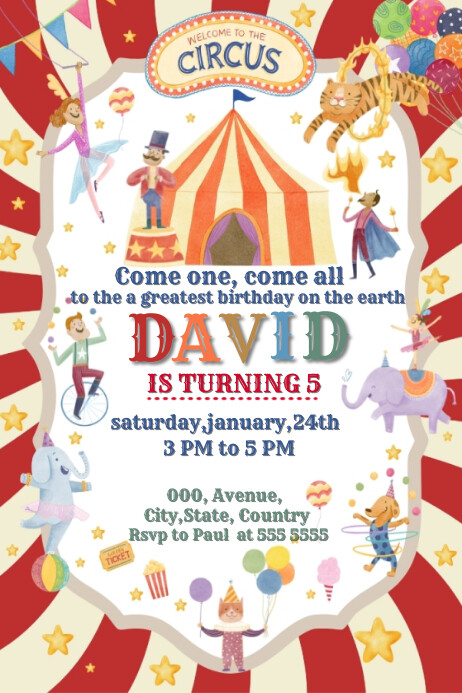 Circus Extravaganza Party invitation Template | PosterMyWall