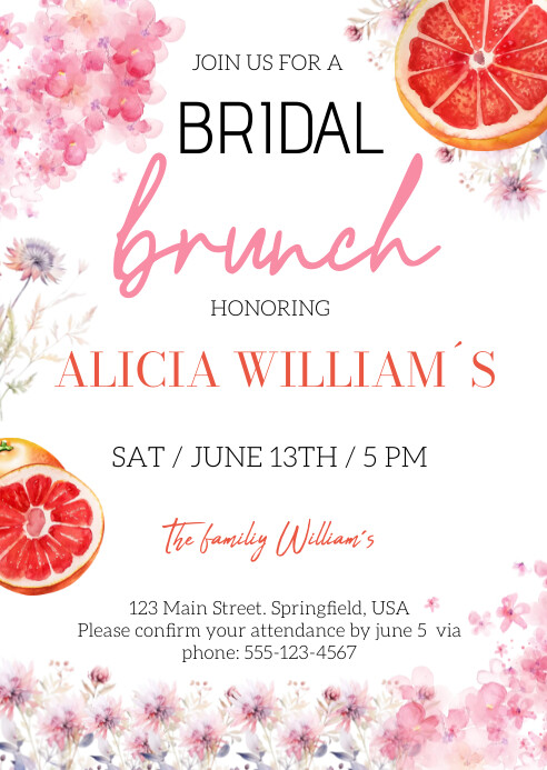 Citrus Bridal Brunch Invitation Template | PosterMyWall