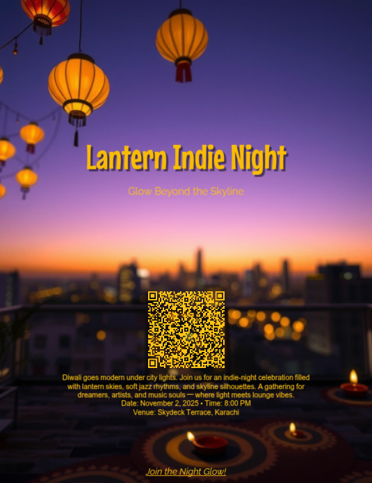 City Lantern Indie Diwali Night Flyer Template | PosterMyWall