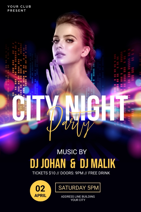 City Night Party Poster Template | PosterMyWall