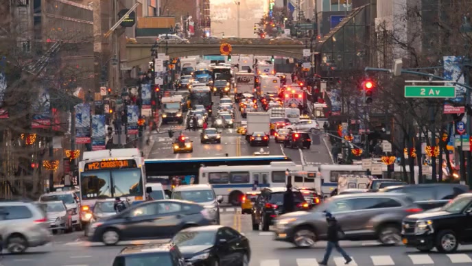 Copy of city street traffic distant pedestrians | PosterMyWall