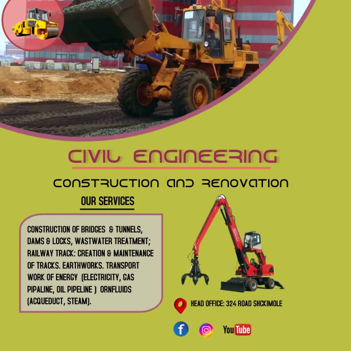civil engineering construction company flyer Template | PosterMyWall