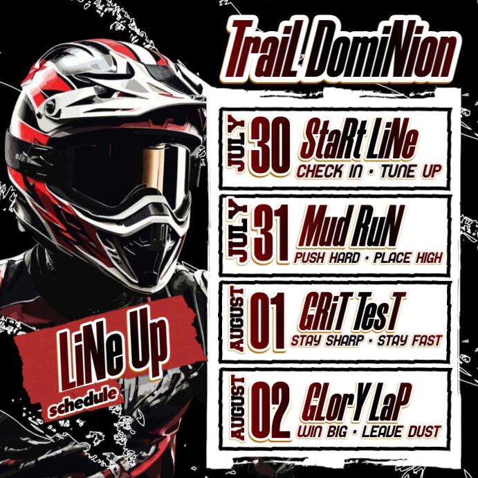 Clash & Conquer: Enduro Thunder 2025 Schedule Template | PosterMyWall