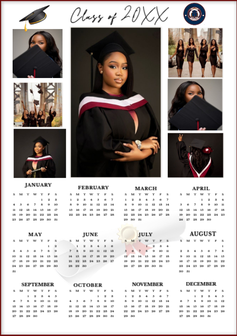 Class of 20XX Graduation Calendar | Senior Photo Collage Template ...