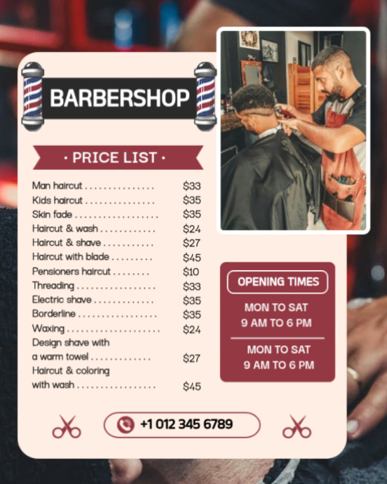 Classic Barber Shop Price List Flyer Template | PosterMyWall