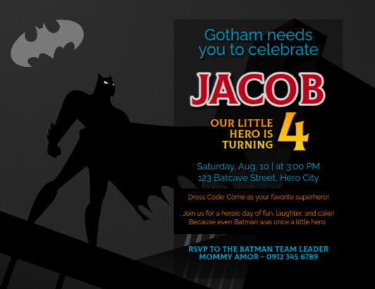 Classic Batman Invitation Flyers Template | PosterMyWall