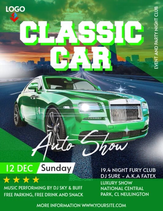 Classic Drift Car Auto Show Templat | PosterMyWall