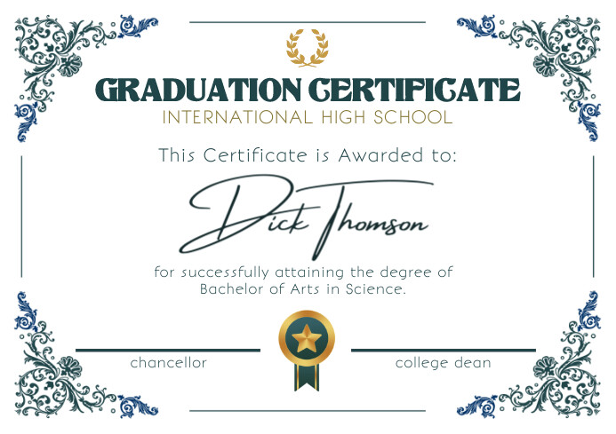 Plantilla de Classic Elegant Graduation Diploma Certificat | PosterMyWall