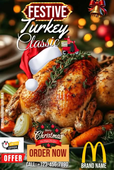 Classic Festive Turkey Poster Template | PosterMyWall