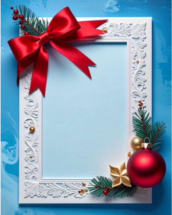 Classic holiday photo frame with red bow Template | PosterMyWall