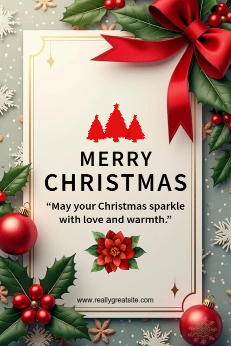 Classic Merry Christmas Greeting Card Template | PosterMyWall