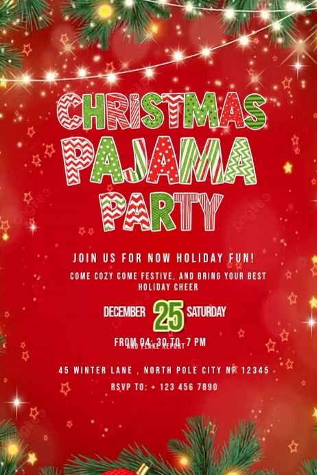 Classic Red Christmas Party Template | PosterMyWall