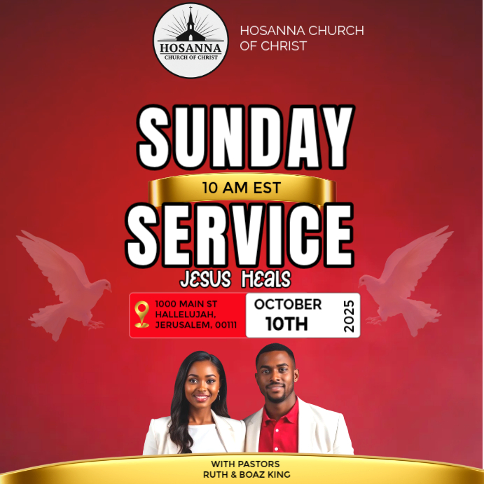 Classic Red Sunday Service Church Flyer (us Letter) Template | PosterMyWall