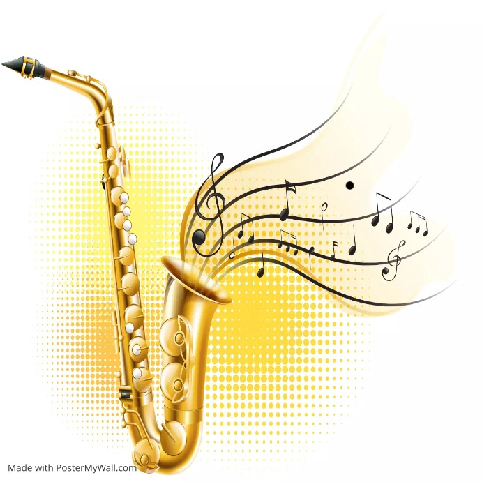 Classic saxophone with music note Template | PosterMyWall