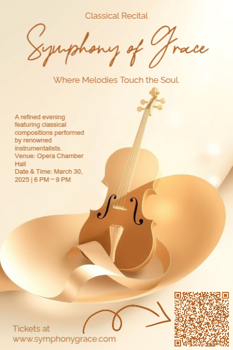 Classical Recital Poster Template | Soft Minimal Premium Music Design ...