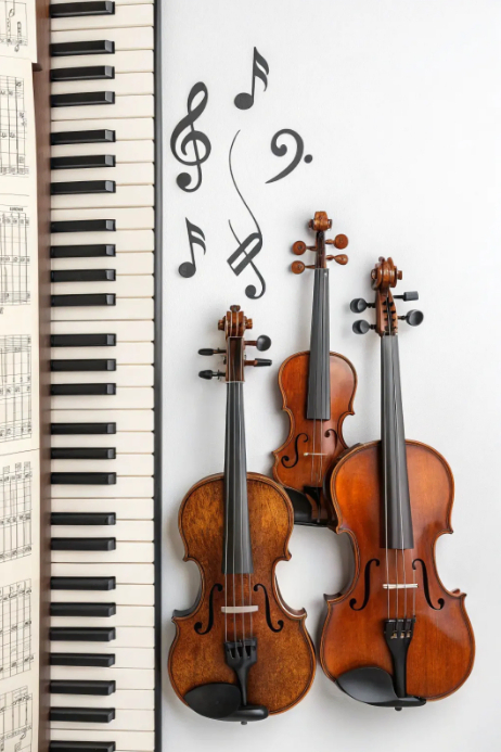 Classical String Instrument Piano Border Template | PosterMyWall