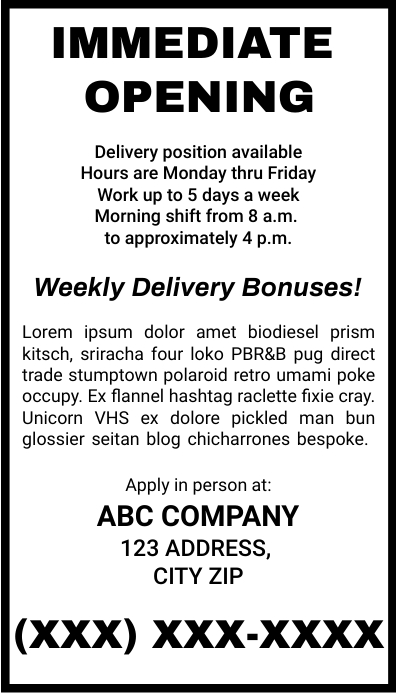 Now Hiring Classified Ad (#MDsgn) Template | PosterMyWall