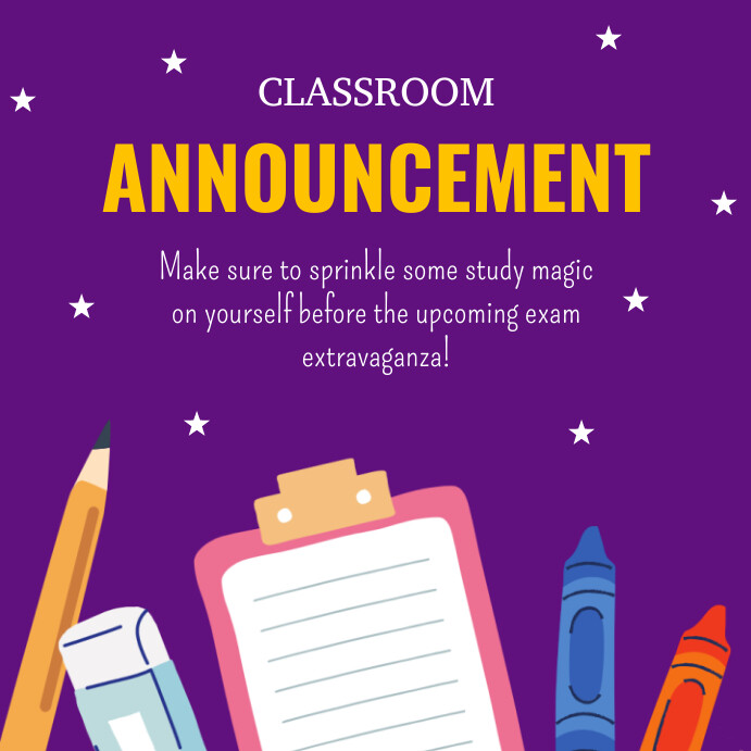 Classroom Announcement Template | PosterMyWall