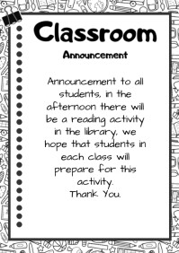 Classroom Announcement Template | PosterMyWall