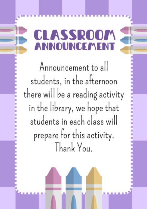 Plantilla de Classroom Announcement | PosterMyWall