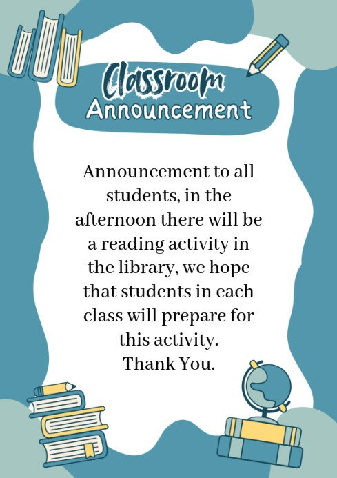Copy of Classroom Announcement | PosterMyWall