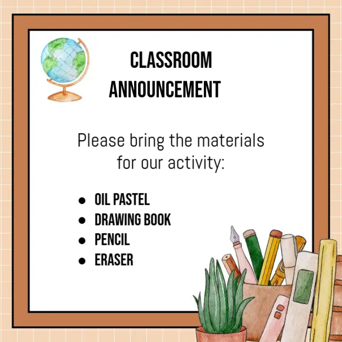 Classroom Announcement Template | PosterMyWall