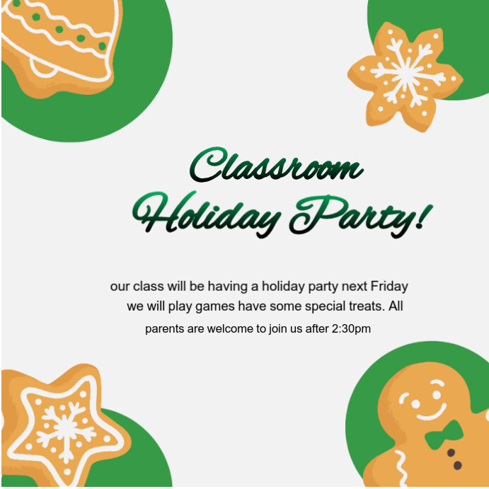 Classroom Holiday party announcement Template | PosterMyWall