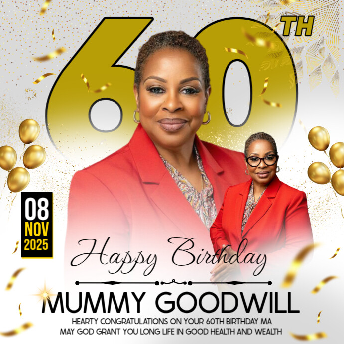 Classy elegant white and gold Milestone birthday greeting post Template ...