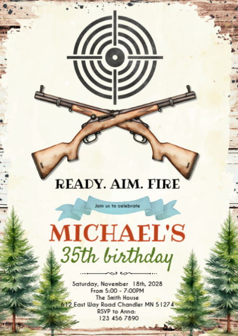 Clay shooting birthday party invitation Template | PosterMyWall