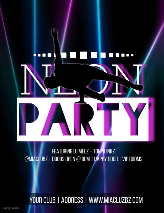 Clean Club Flyers Neon Friday Nights Video Fl Template | PosterMyWall