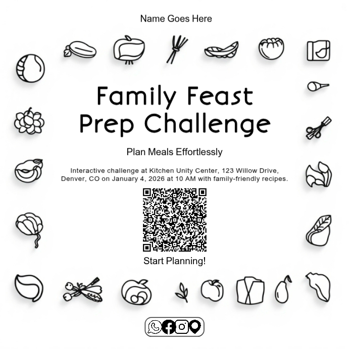 Clean Grid Family Meal Planning Instagram Square Design Template for ...