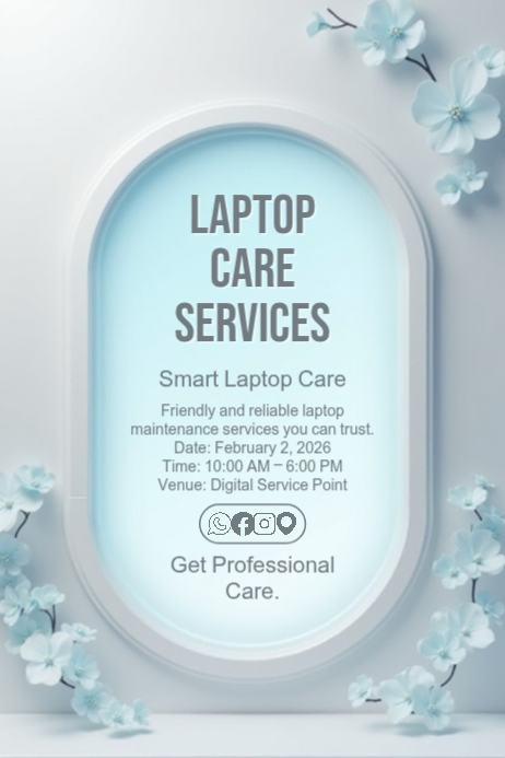 Clean Soft Tech Laptop Repair Poster Template | PosterMyWall