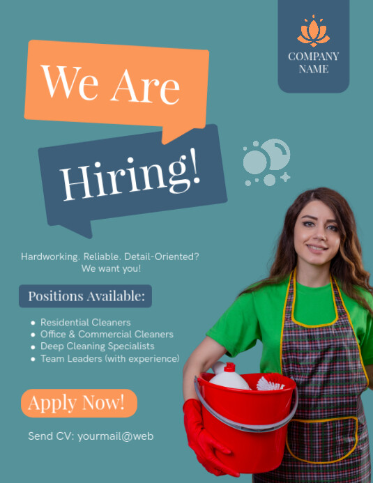 Copy of Cleaning Company Job Hiring Flyer Template | PosterMyWall