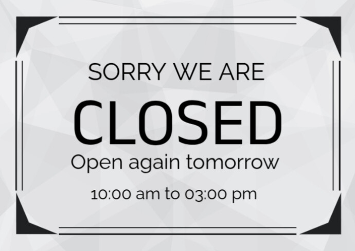 Plantilla de Closed announcement | PosterMyWall