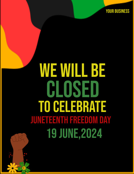 Closed announcement for Juneteenth template 2 | PosterMyWall