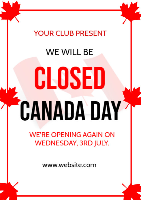 Copy of Closed Canada Day A4 | PosterMyWall