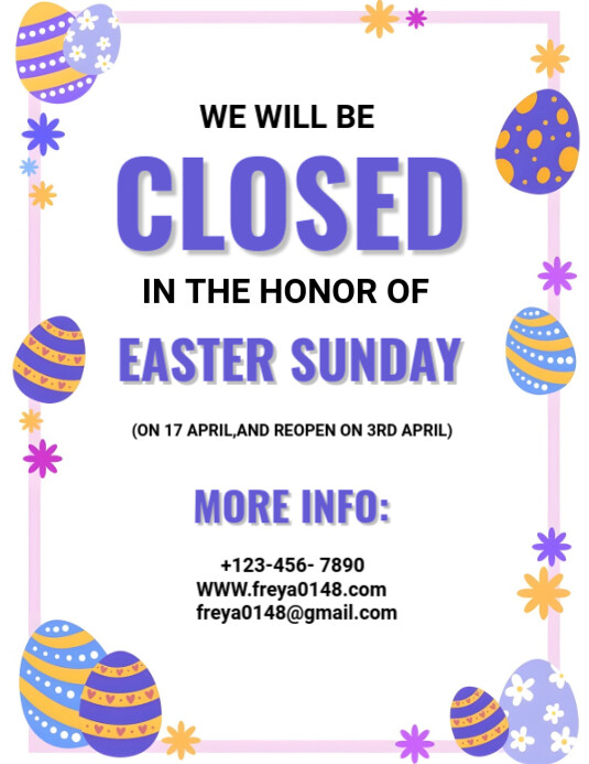 Closed Easter Sunday Flyer Template | PosterMyWall