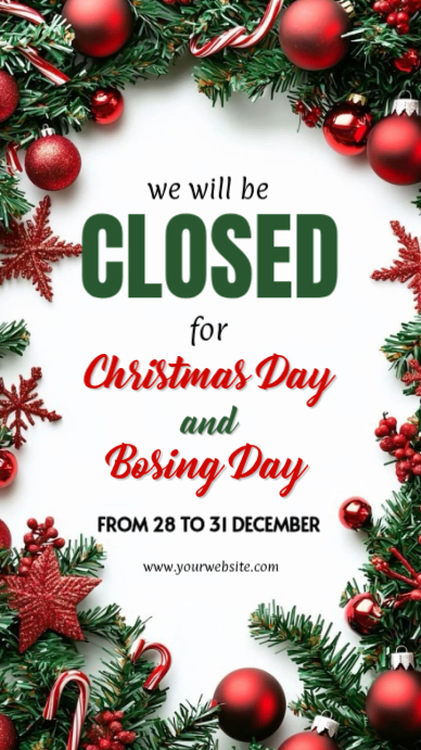 Copy of Closed For Christmas And Boxing Day Instagram Story | PosterMyWall