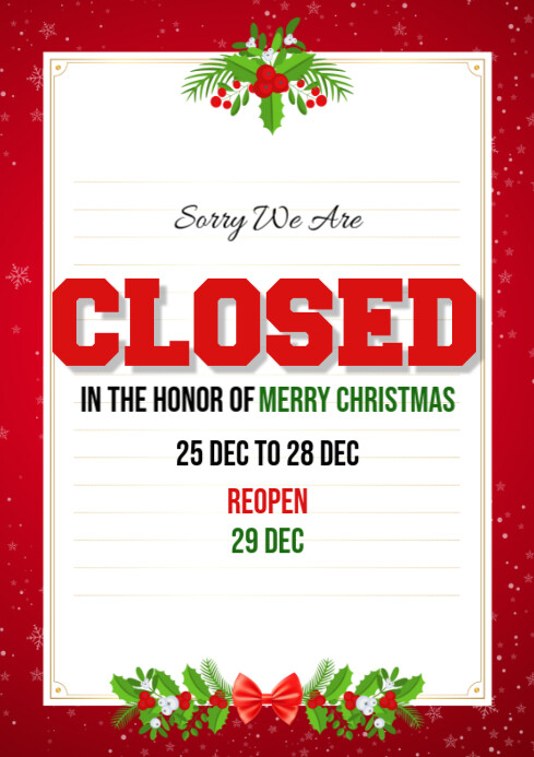 Copy of closed for Christmas | PosterMyWall
