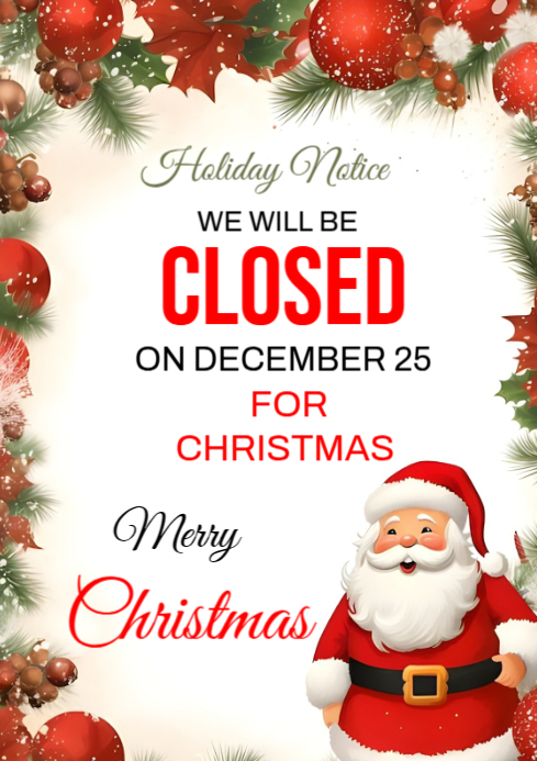 closed for christmas poster Template | PosterMyWall