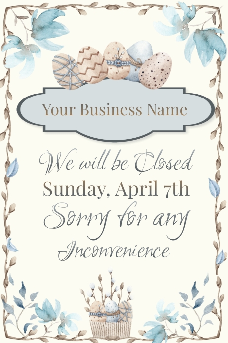 Closed for Easter Business Sign Template | PosterMyWall