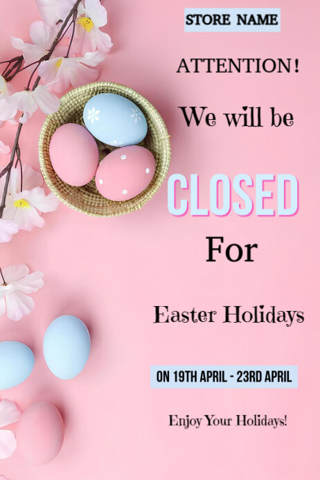 Copy of Closed For Easter Holidays Poster | PosterMyWall