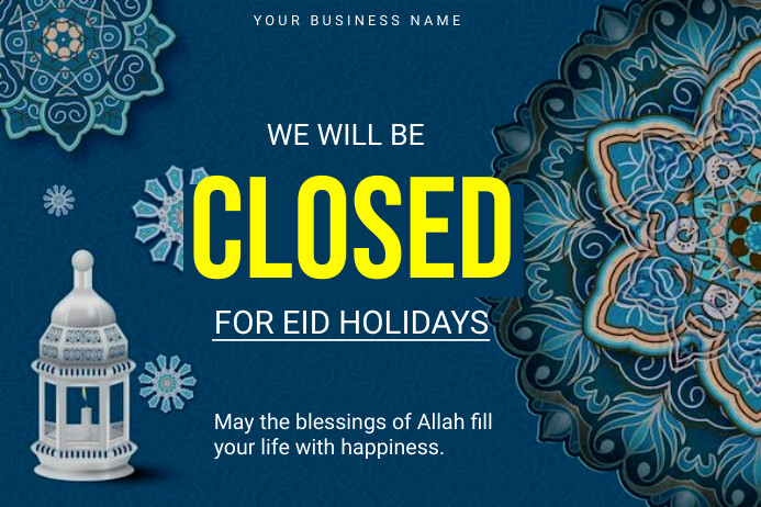closed for Eid holidays Template | PosterMyWall