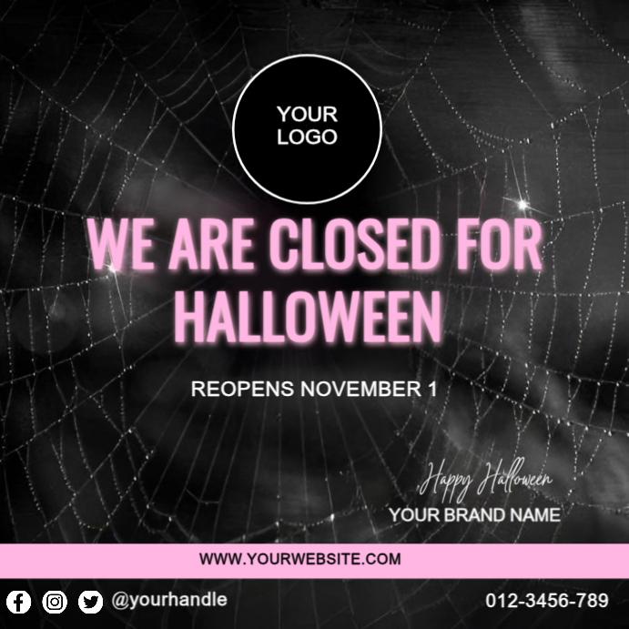 Plantilla de Closed for Halloween Sign – Editable Business Announcement ...
