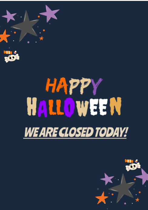 Closed For Halloween Template A4 | PosterMyWall