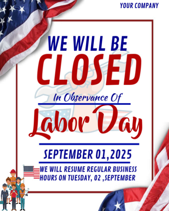 Plantilla de Closed for labor day 2025 | PosterMyWall