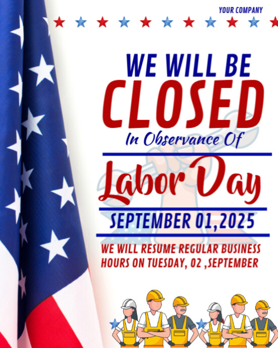 Closed for labor day 2025 Template | PosterMyWall